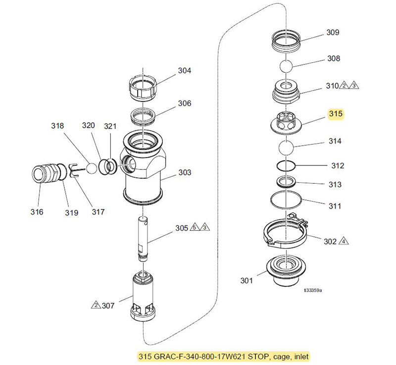 Graco F340e and F800e Inlet Stop
