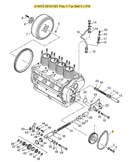 Hatz Diesel Poly-V Fan Belt 9J 910, For Use with Engines: 2M41.10, 2M41.13