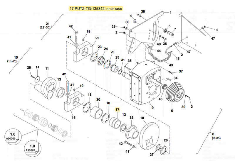 Putzmeister Tommy Gun A3 & A3.75 Inner Race